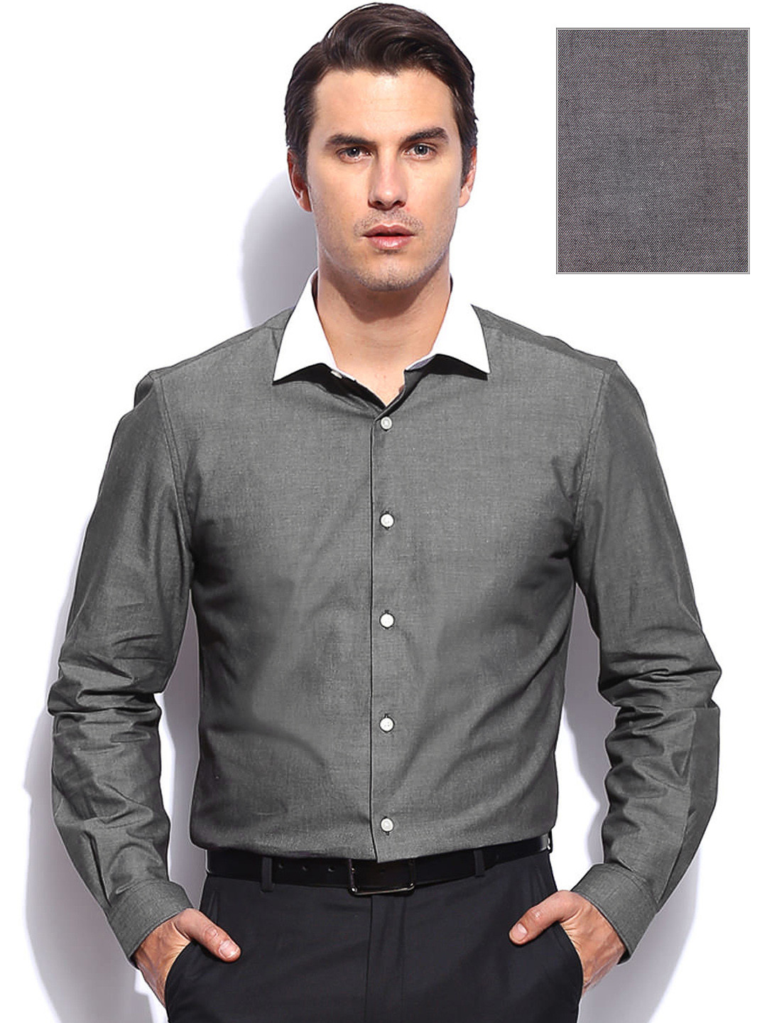 Buy INVICTUS Men Grey Slim Fit Formal Shirt - Shirts for Men 452667 ...