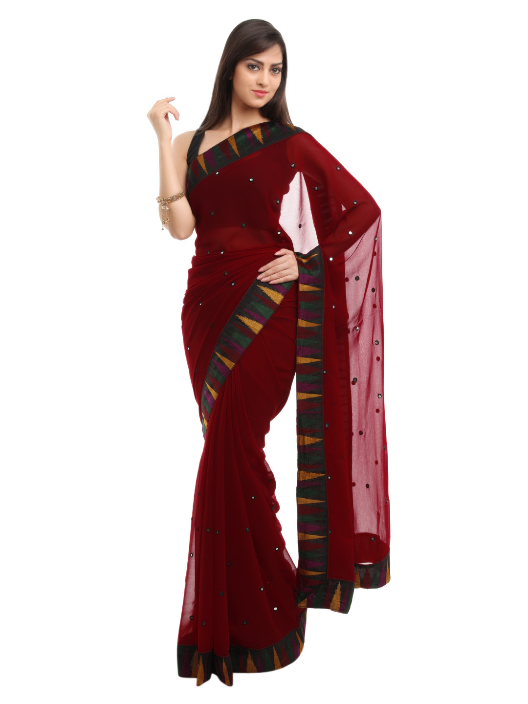 Buy Indian Women Maroon Sari - Sarees for Women 65748 | Myntra