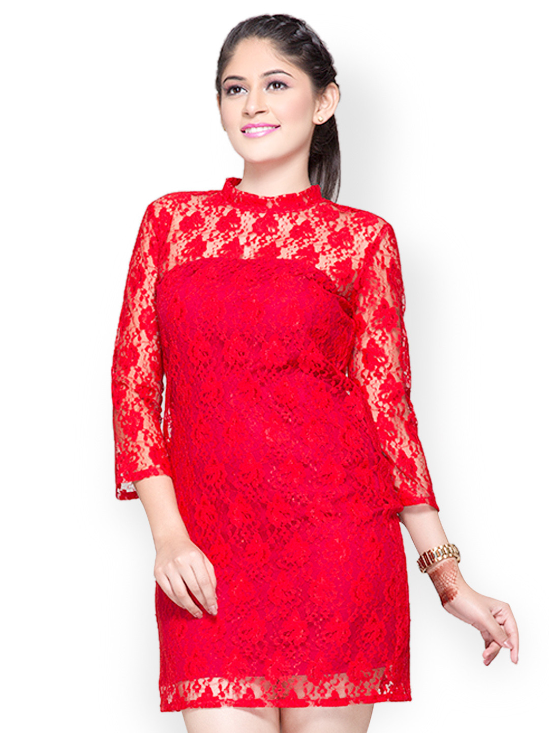 Buy Iti Red Lace Shift Dress - Dresses for Women 430178 | Myntra