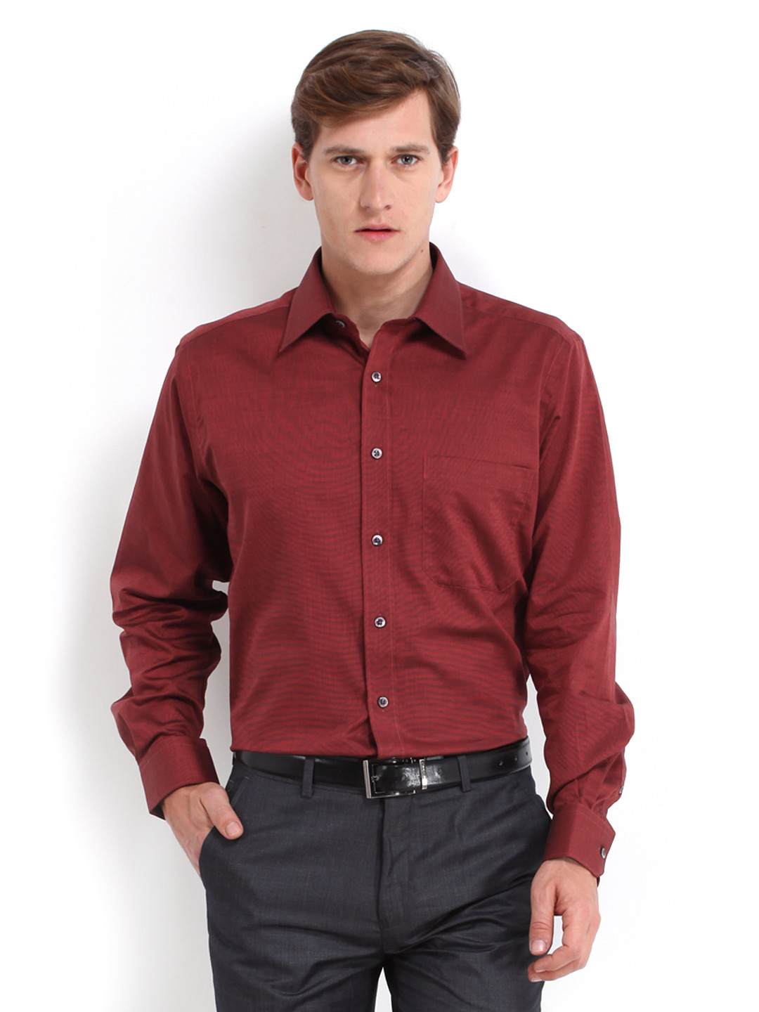Buy J Hampstead Men Maroon Formal Shirt - Shirts for Men 398091 | Myntra