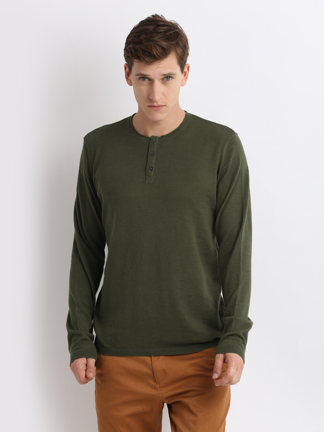 Buy Jack & Jones Men Olive Green Sweater - Sweaters for Men 200845 | Myntra
