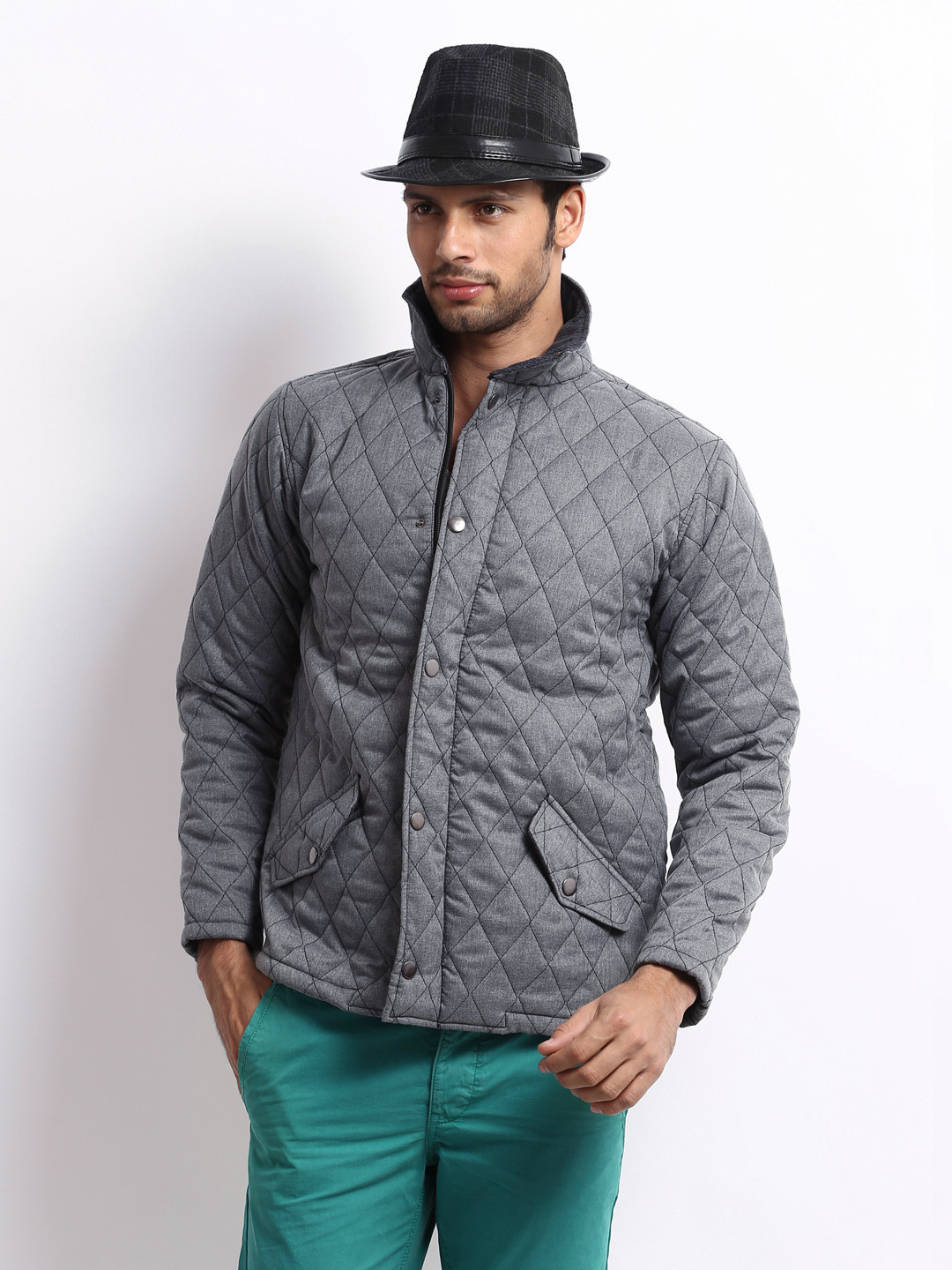 Buy John Players Men Grey Quilted Jacket - Jackets for Men 229708 | Myntra