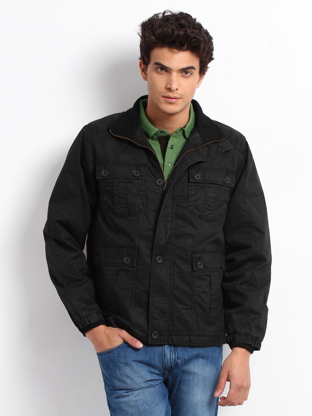 Buy John Players Men Black Safari Jacket - Jackets for Men 170926 | Myntra