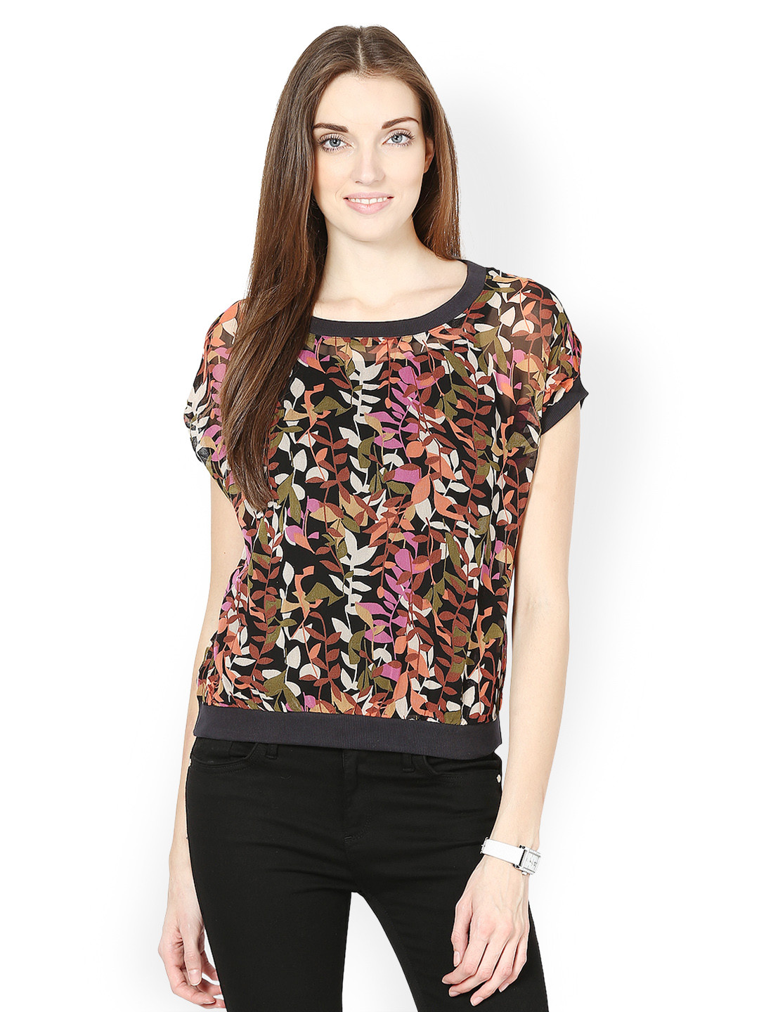 Buy La Arista Black Printed Sheer Top - Tops for Women 470695 | Myntra