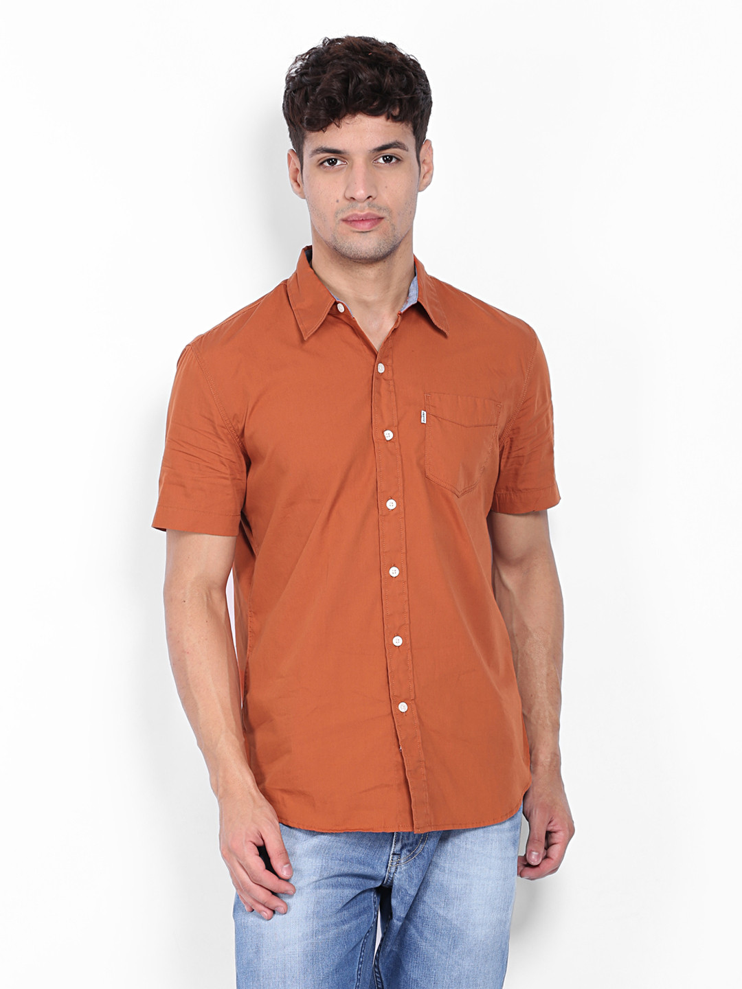 Buy Levis Men Rust Orange Slim Fit Casual Shirt - Shirts for Men 376094 ...