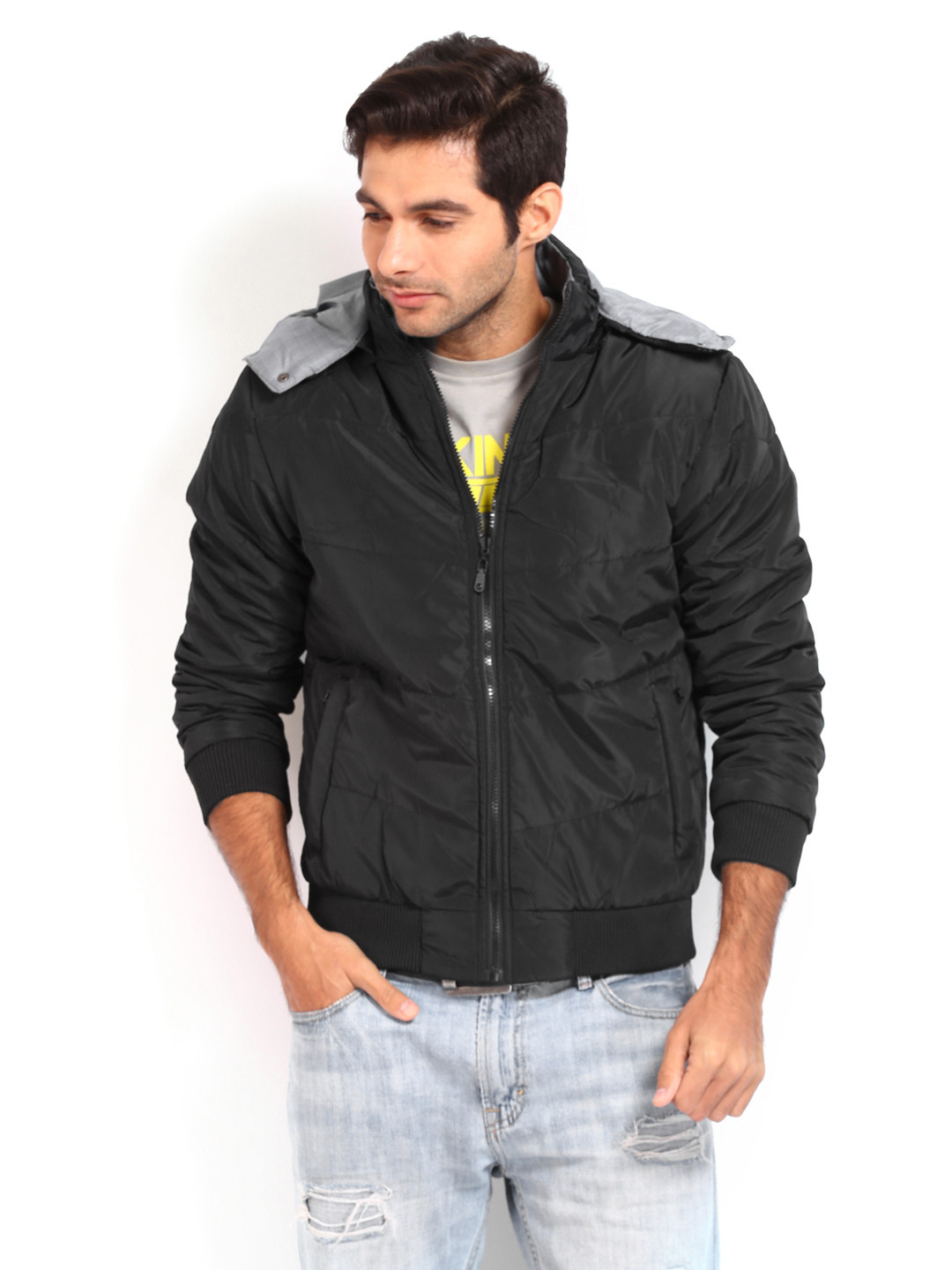 Buy Locomotive Men Black Padded Jacket - Jackets for Men 526295 | Myntra