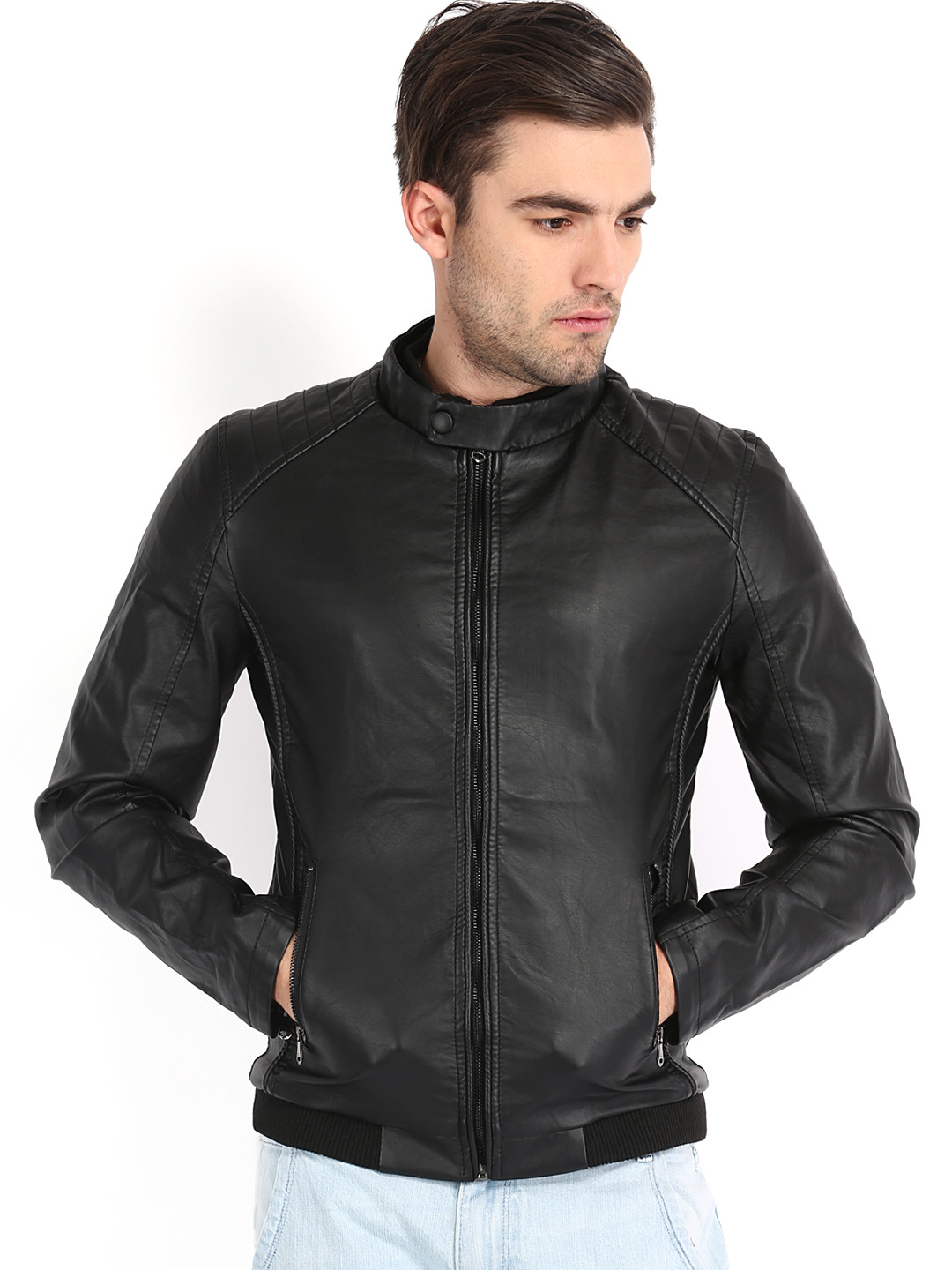 Buy Locomotive Men Black Slim Fit Jacket - Jackets for Men 556916 | Myntra