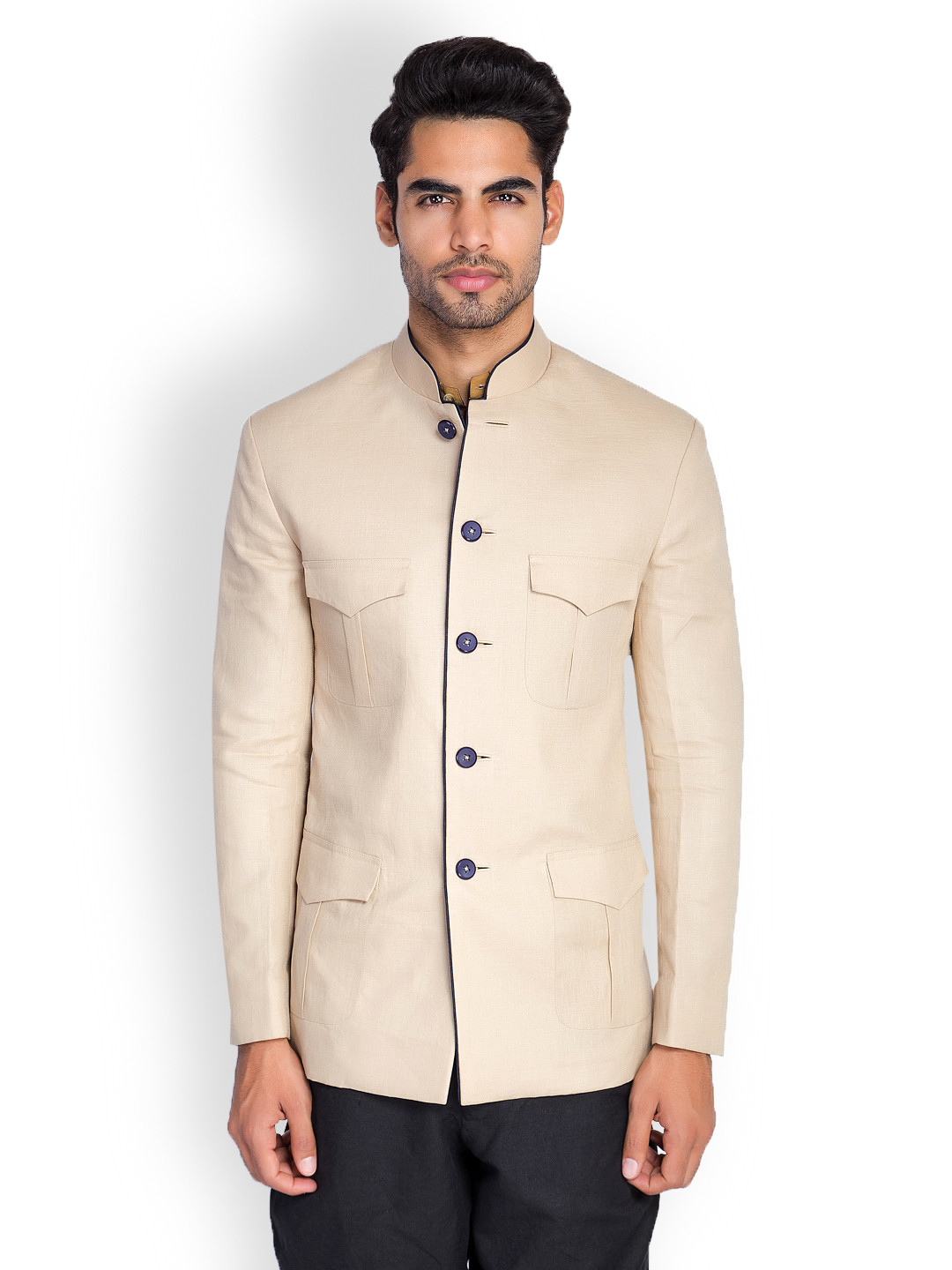 Buy MR BUTTON Men Beige Slim Fit Nehru Jacket - Jackets for Men 311476 ...