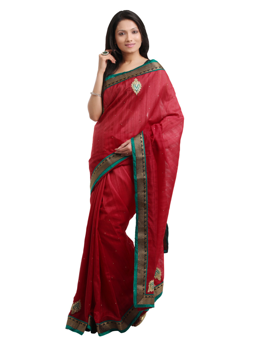 Buy Manjula Women Red Embellished Saree - Sarees for Women 67525 | Myntra