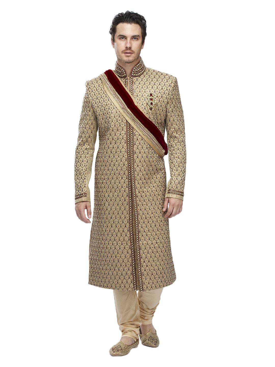 Buy Manyavar Men Golden Sherwani - Sherwani for Men 536683 | Myntra