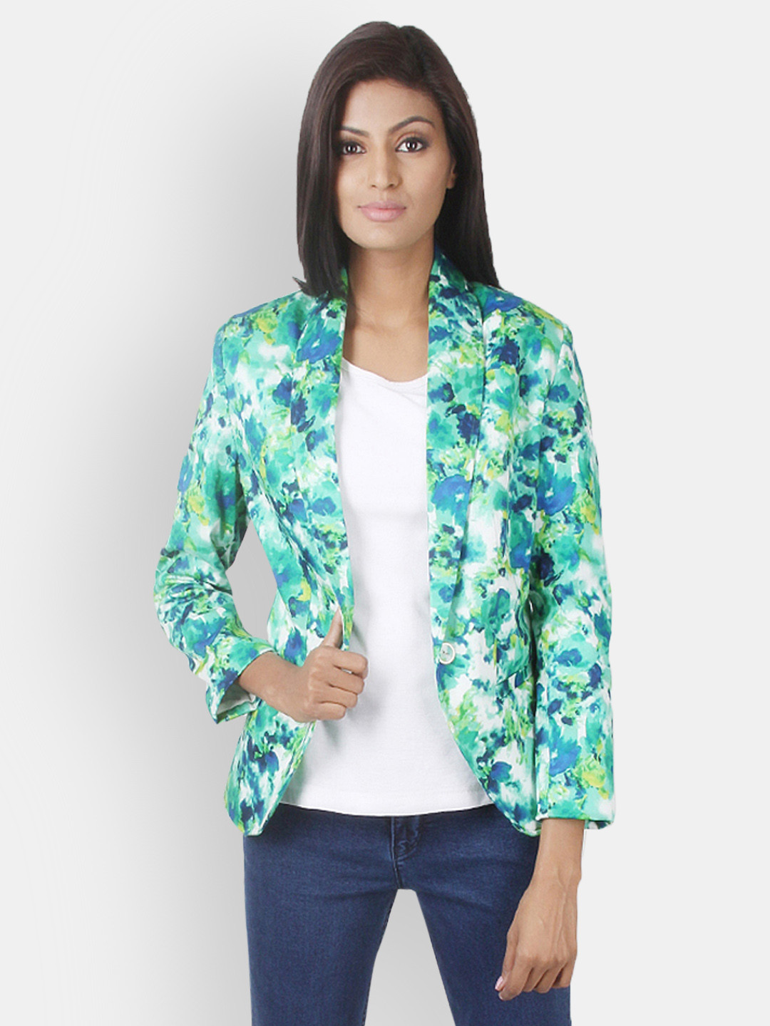 Buy Martini Women Green & Blue Printed Jacket - Jackets for Women ...