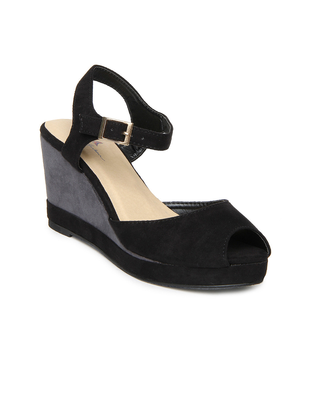 Buy Mast & Harbour Women Black Wedges - Heels for Women 344736 | Myntra