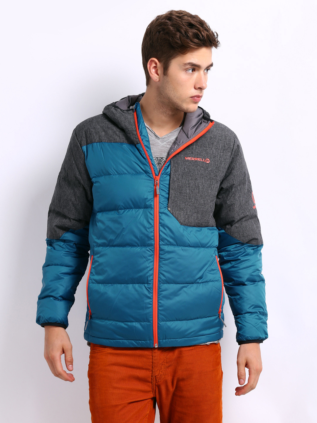 Buy Merrell Men Blue & Grey Nanook Quilted Hooded Jacket - Jackets for ...