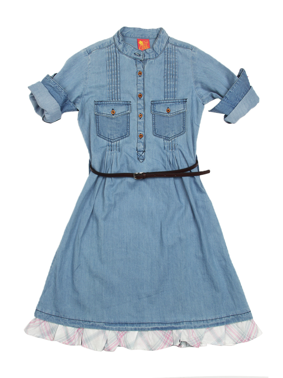 Buy Miss Alibi Girls Blue Belted Denim A Line Dress - Dresses for Girls ...