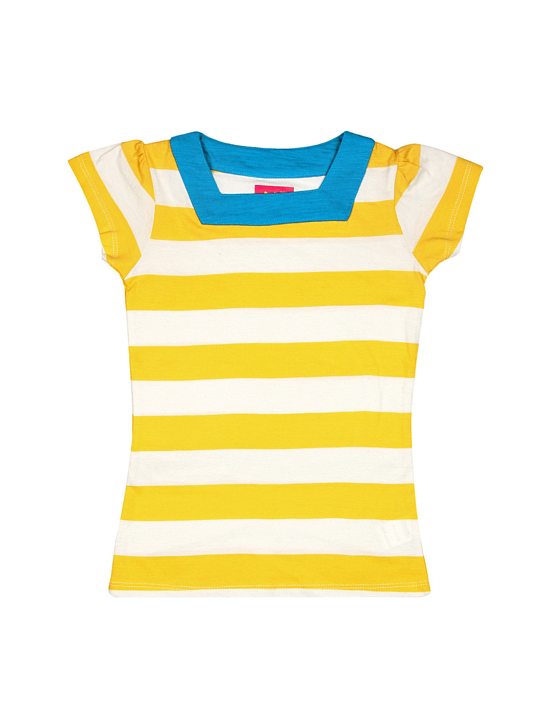 Buy Miss Alibi Girls Yellow Off White Striped Pure Cotton T Shirt ...