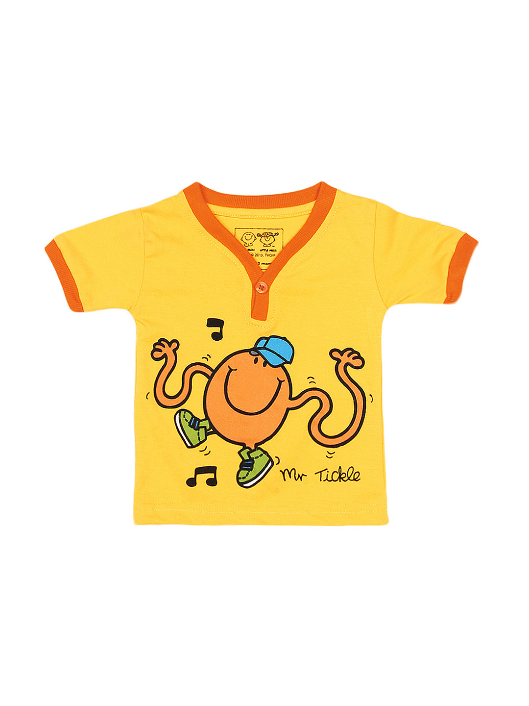 Buy Mr. Men Little Miss Boys Yellow Orange Printed Pure Cotton T Shirt ...