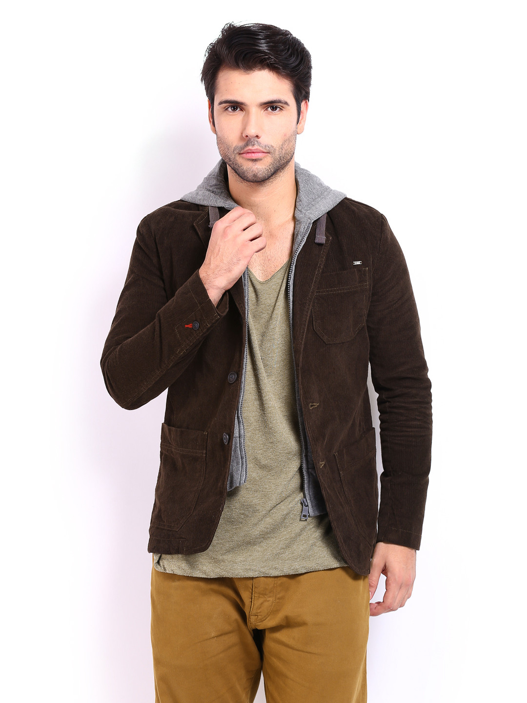Buy Mufti Men Brown Slim Fit Corduroy Blazer - Blazers for Men 509457 ...