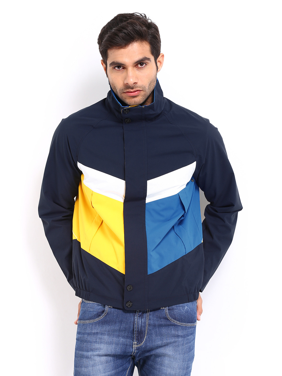 Buy Nautica Men Blue & Yellow Jacket - Jackets for Men 389913 | Myntra