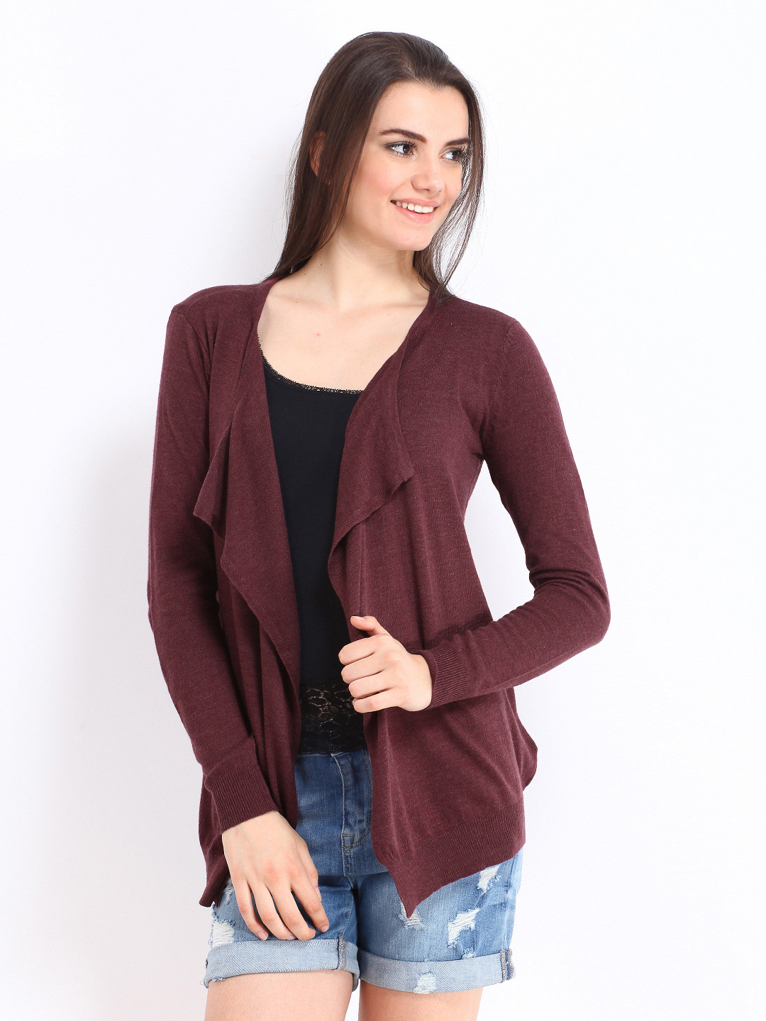 Buy ONLY Burgundy Shrug - Shrug for Women 392569 | Myntra