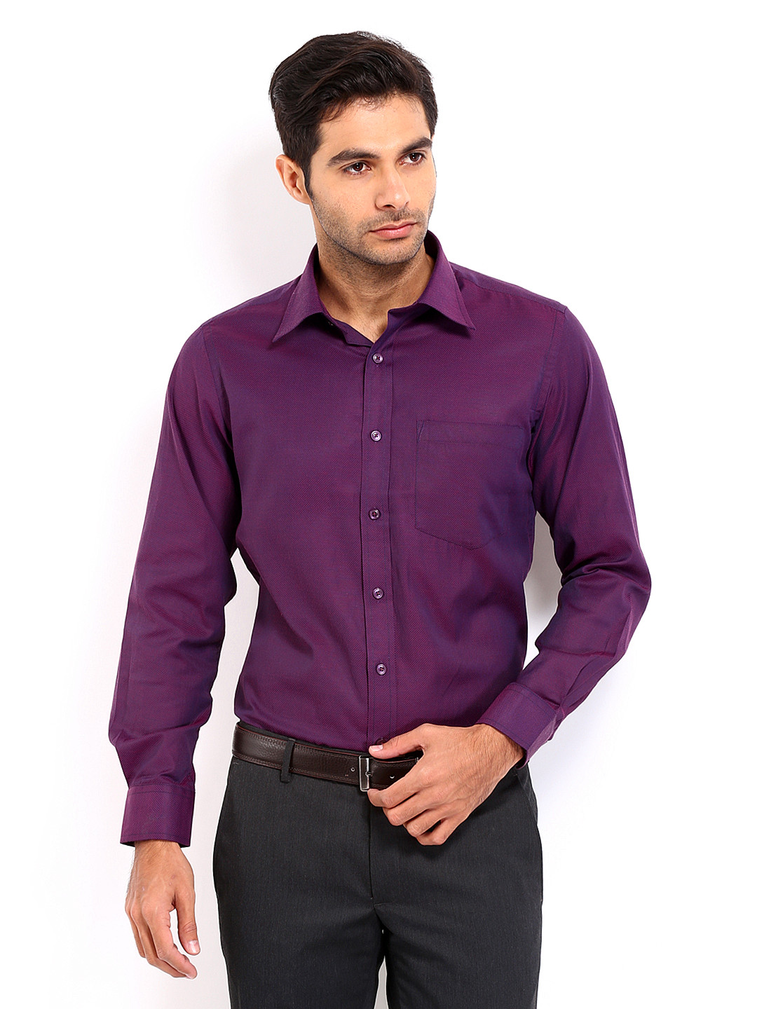 Buy Oxemberg Men Purple Slim Fit Formal Shirt - Shirts for Men 406037 ...