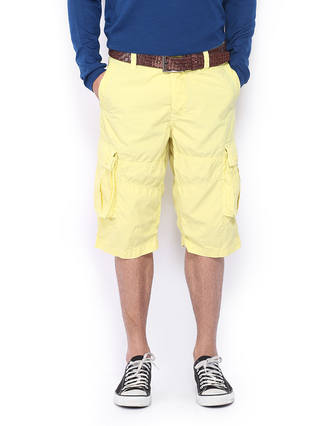 Buy POE Men Yellow Cargo Shorts - Shorts for Men 384595 | Myntra