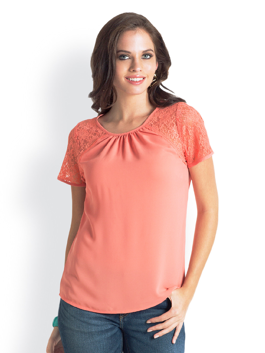 Buy Pretty Secrets Women Coral Orange Top - Tops for Women 412923 | Myntra