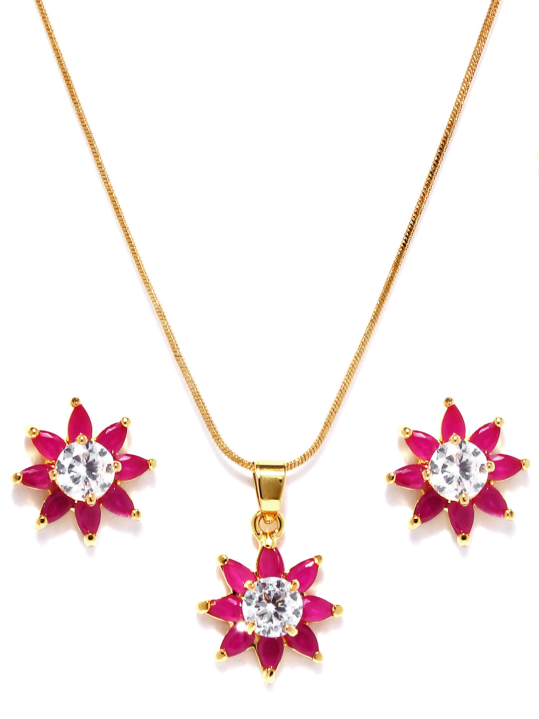 Buy Pretty Women Gold Toned & Pink Jewellery Set - Jewellery Set for ...