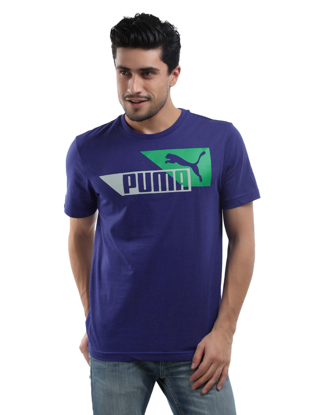 Buy Puma Men Blue Sports Casual Graphic Pure Cotton T Shirt - Tshirts ...
