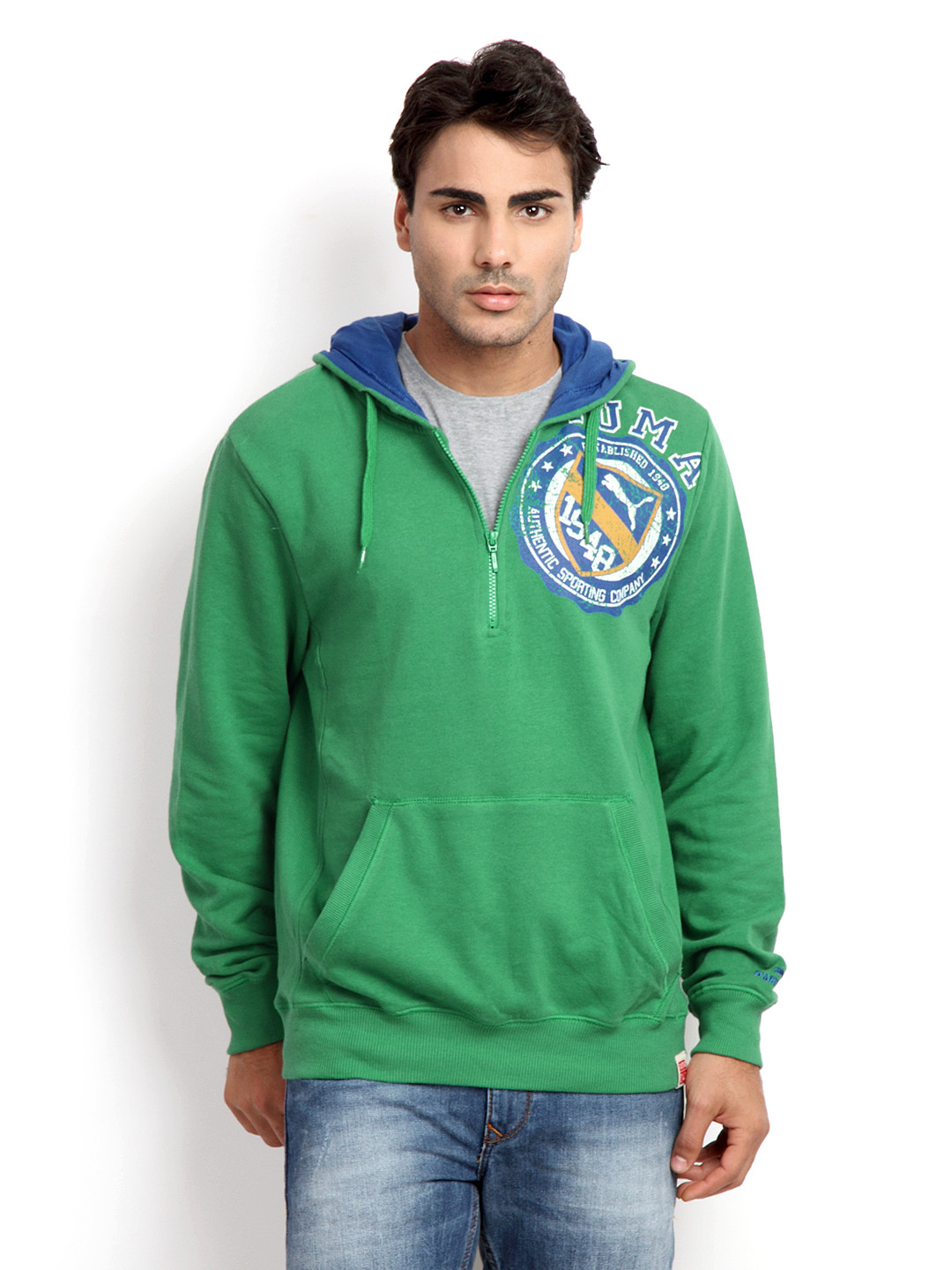 Buy Puma Men Green Hooded Sweatshirt - Sweatshirts for Men 212857 | Myntra