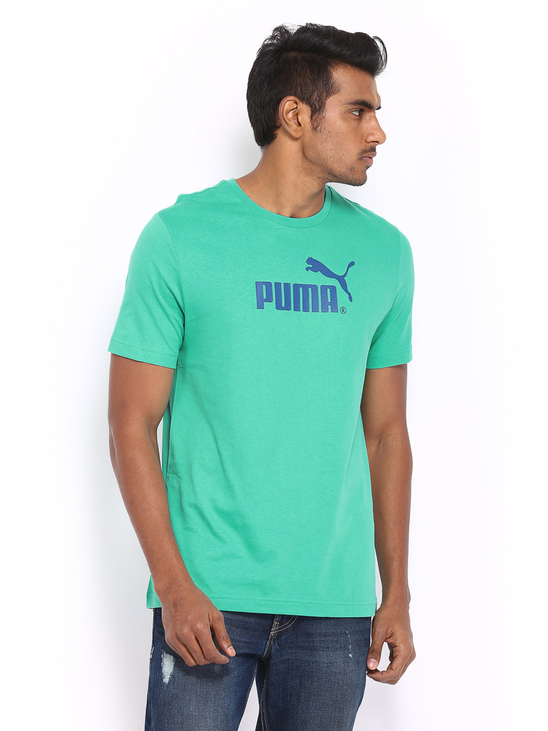 Buy Puma Men Green Printed Pure Cotton T Shirt - Tshirts for Men 372562 ...