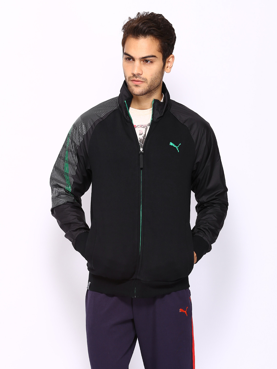 Buy Puma Men Black Printed Jacket - Jackets for Men 353840 | Myntra