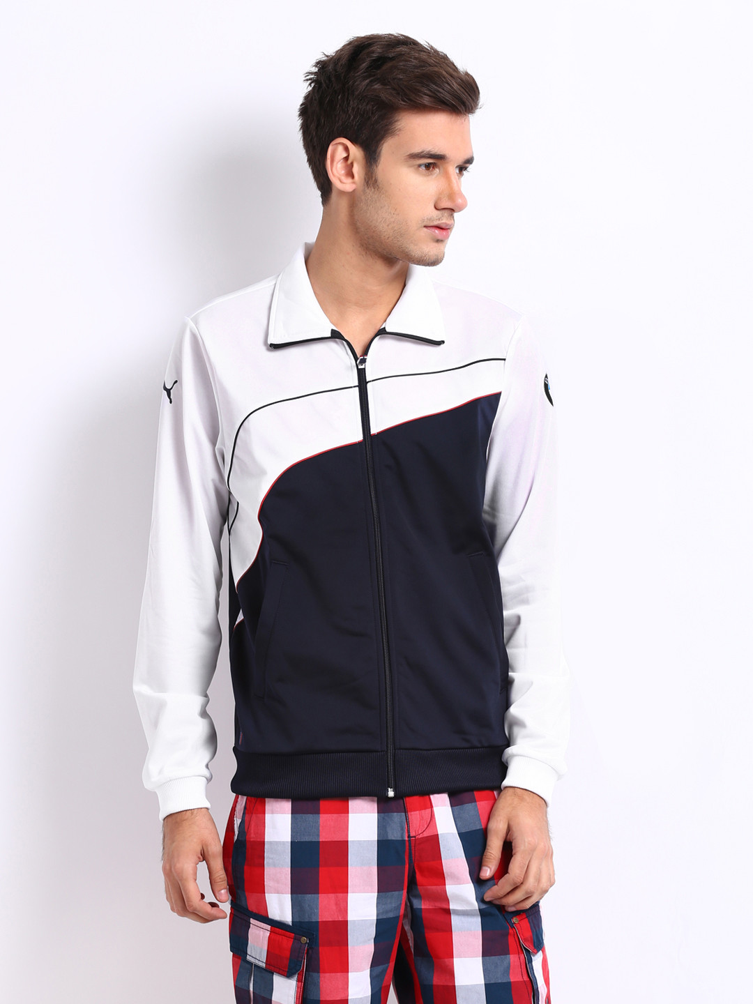 Buy PUMA Motorsport Men White & Navy BMW Track MSP Jacket - Jackets for ...