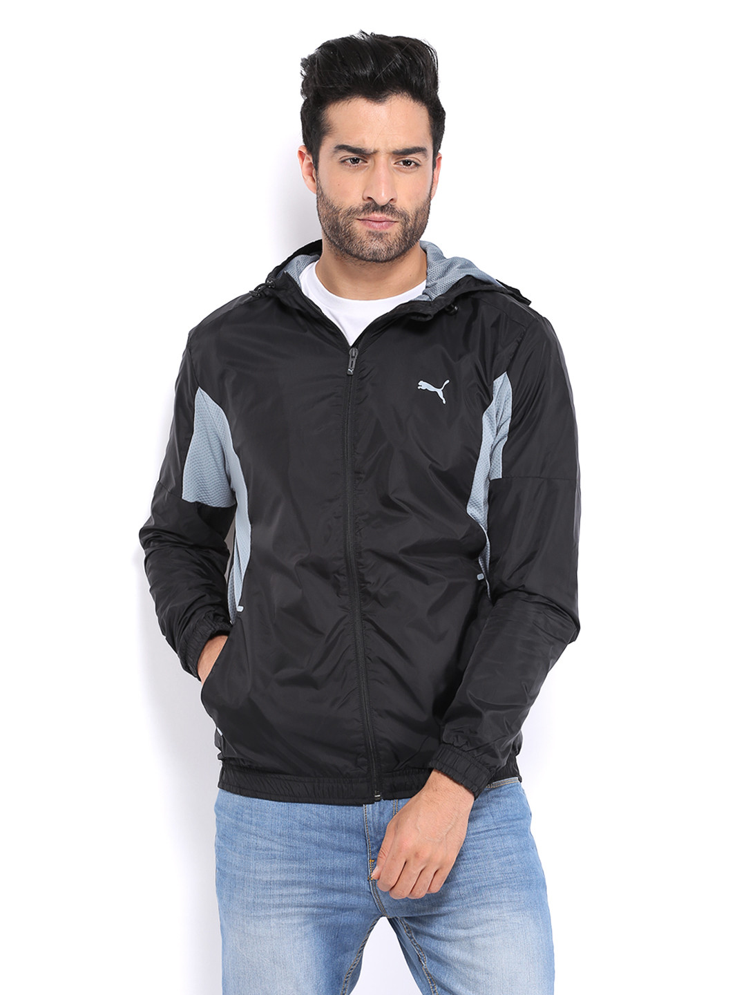 Buy Puma Men Black Windbreaker Jacket - Jackets for Men 372336 | Myntra