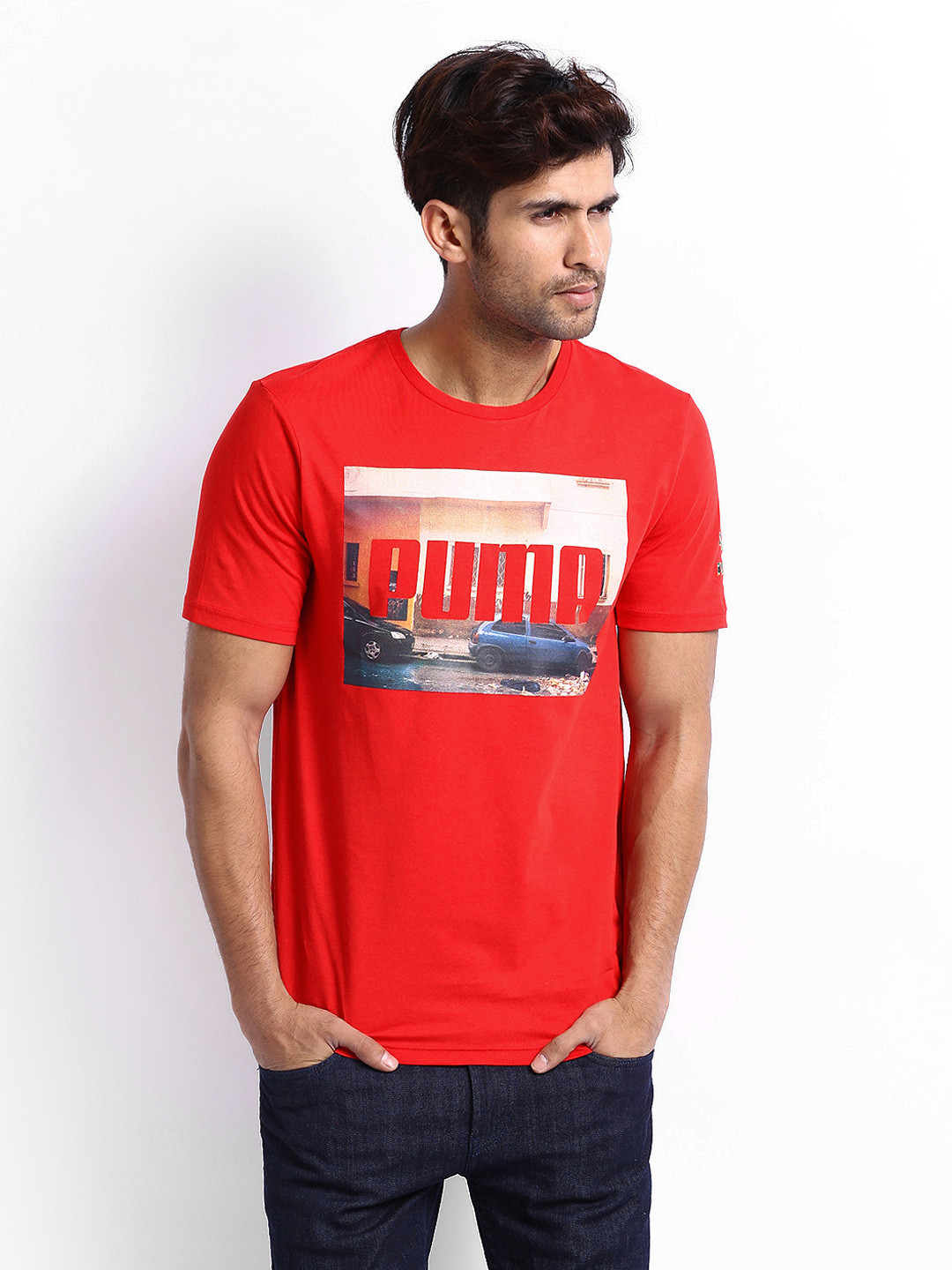 Buy Puma Men Red Printed Pure Cotton T Shirt - Tshirts for Men 245164 ...