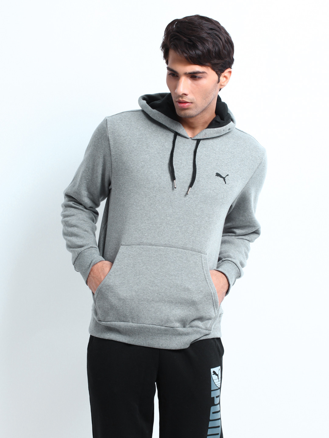 Buy Puma Men Grey Melange Hooded Sweatshirt - Sweaters for Men 163877 ...