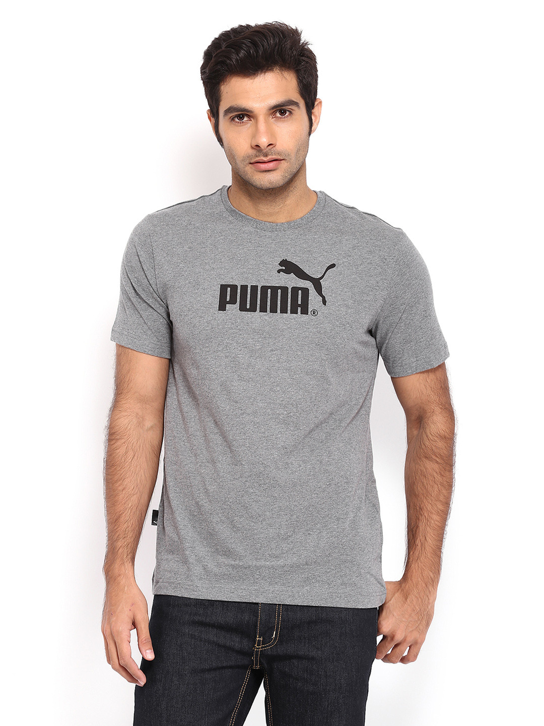 Buy Puma Men Grey Melange Pure Cotton T Shirt - Tshirts for Men 372561 ...