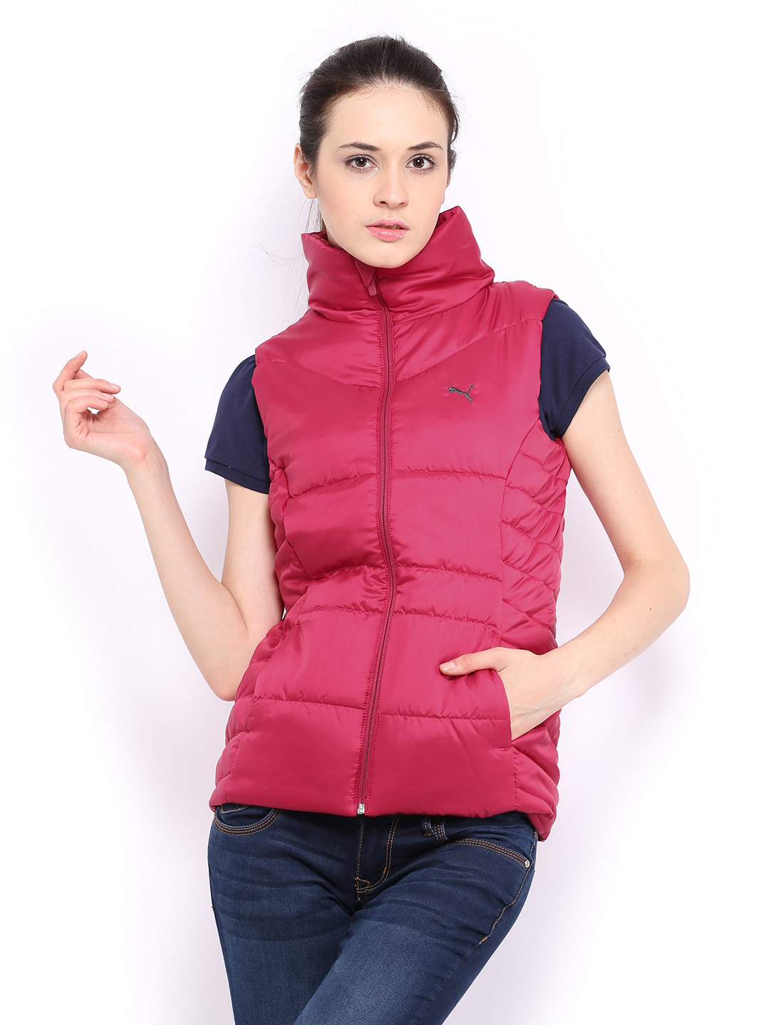 Buy Puma Women Magenta Padded Sleeveless Jacket - Jackets for Women ...