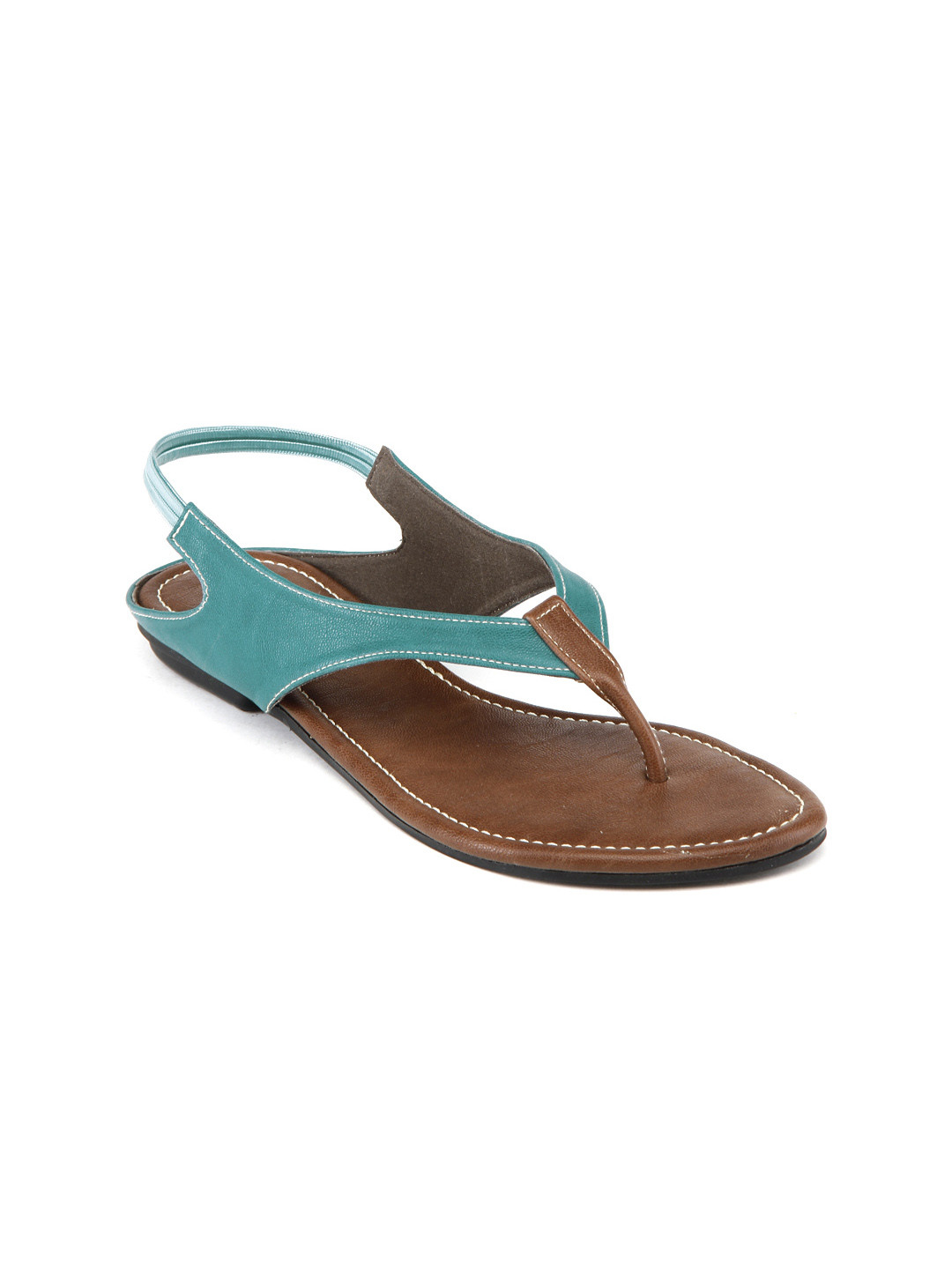 Buy Raw Hide Turquoise Blue Sandals - Flats for Women 127234 | Myntra
