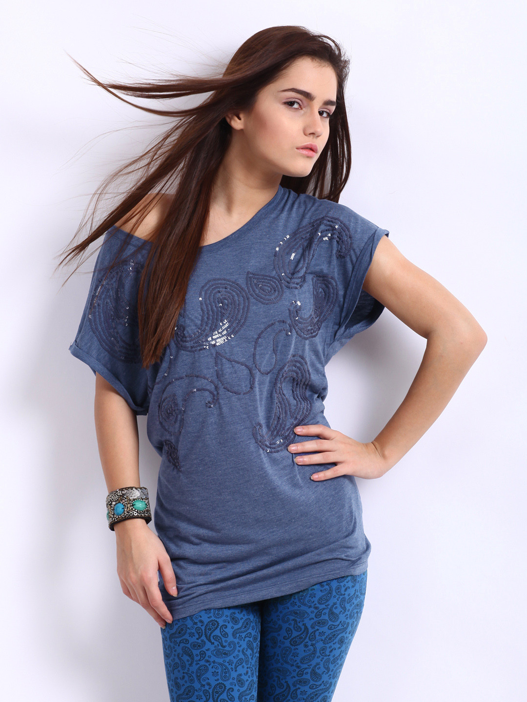 Buy Remanika Women Blue Sequinned Jasmine Top - Tops for Women 196352 ...