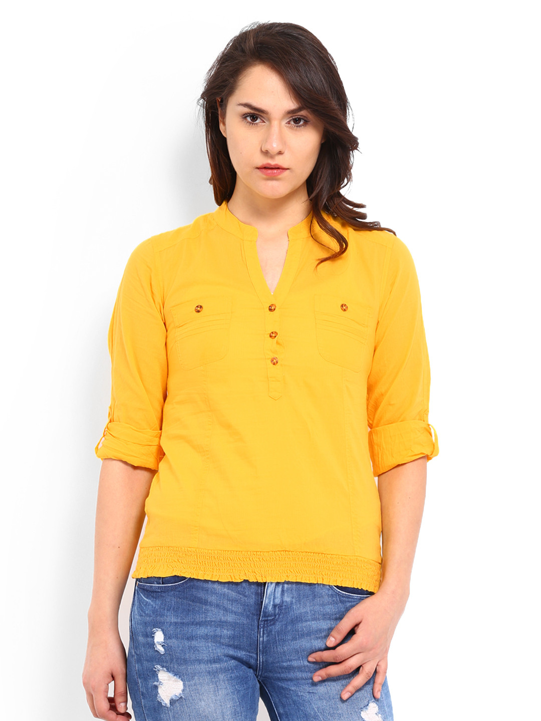 Buy Roadster Women Yellow Top - Tops for Women 364213 | Myntra