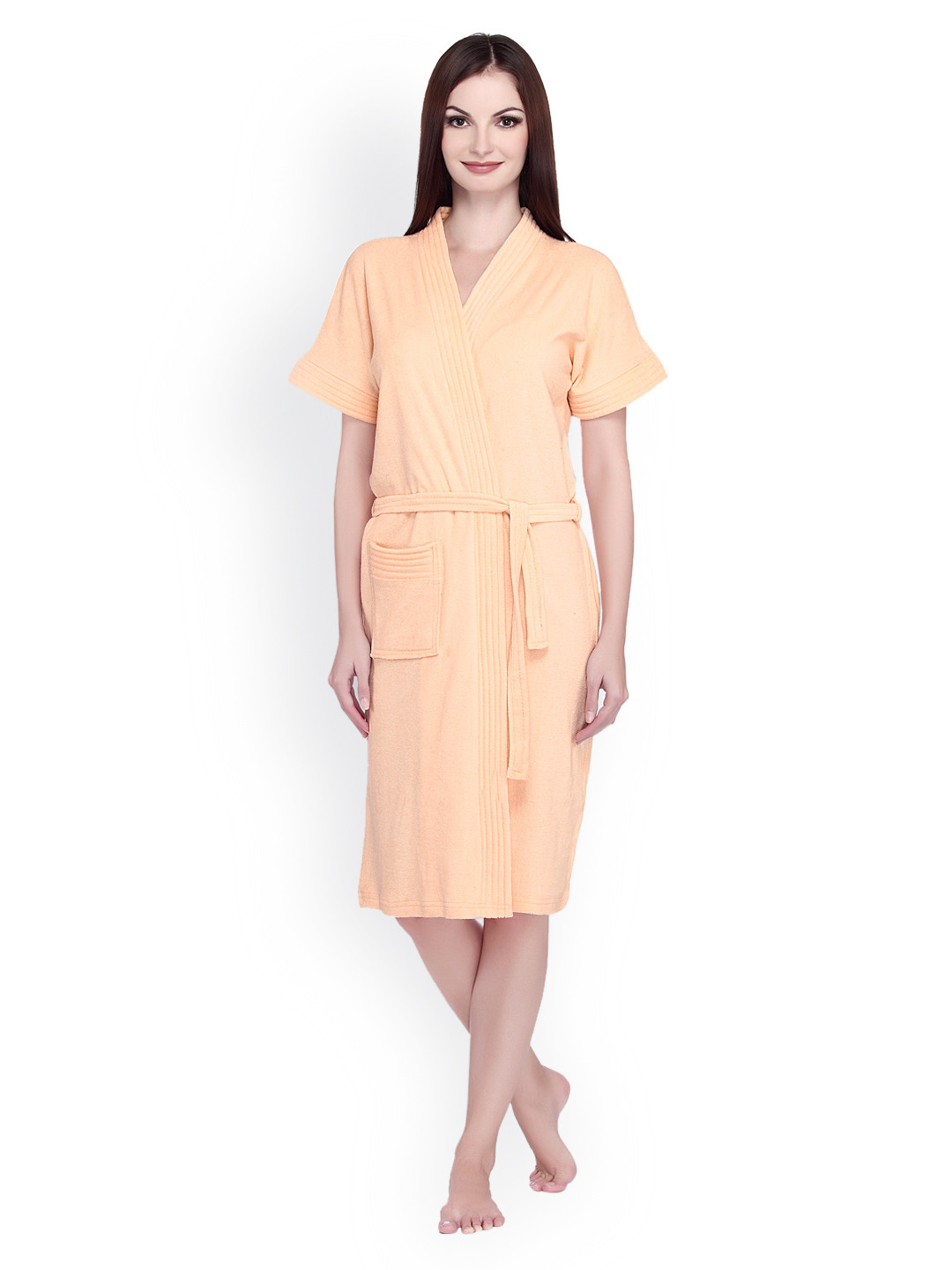 Buy Sand Dune Women Peach Coloured Bathrobe - Bath Robe for Women ...