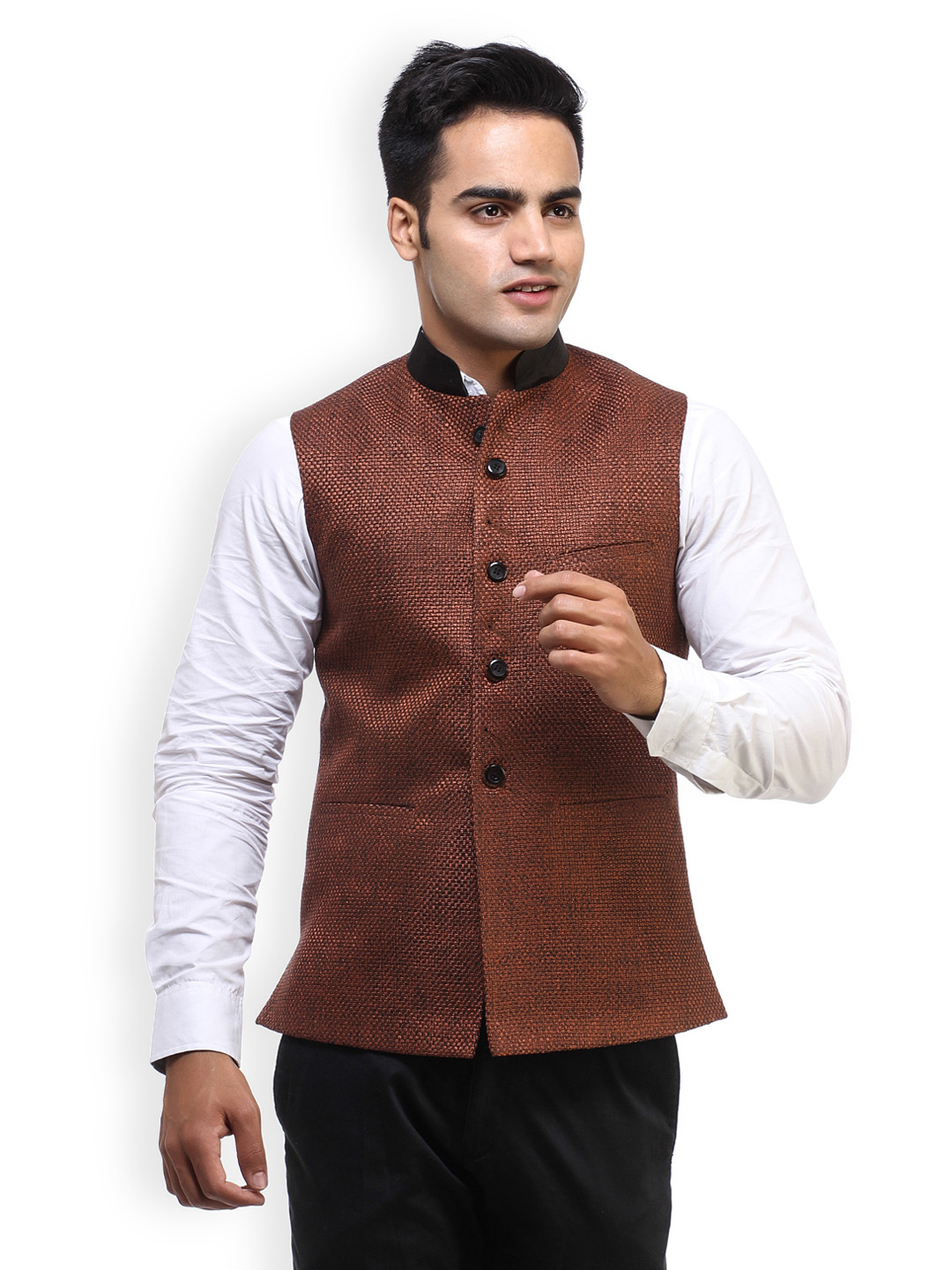 Buy See Designs Men Brown Jute Nehru Jacket - Jackets for Men 374513 ...
