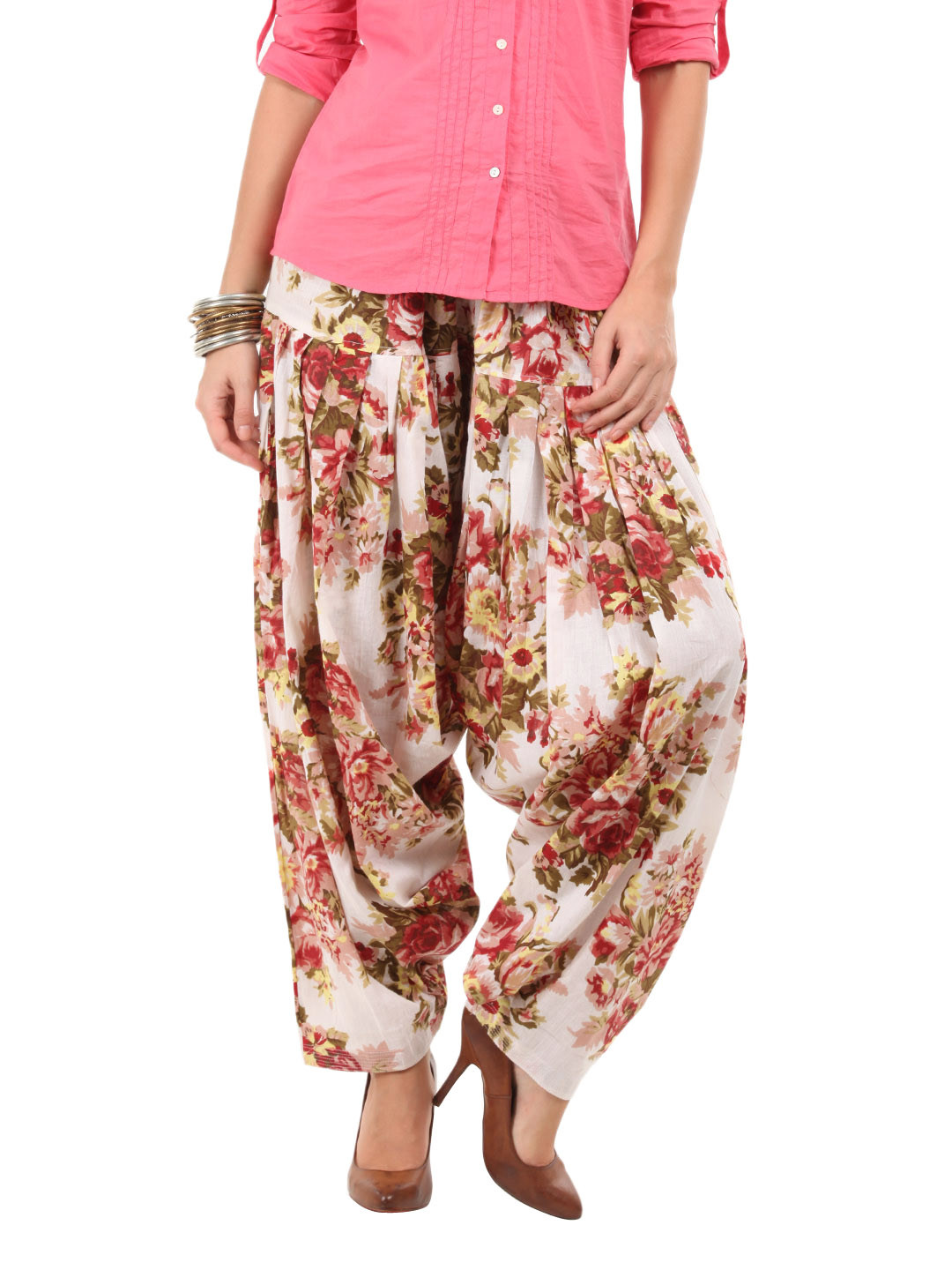 Buy Shree Women Off White & Red Printed Patiala Pants - Patiala for ...