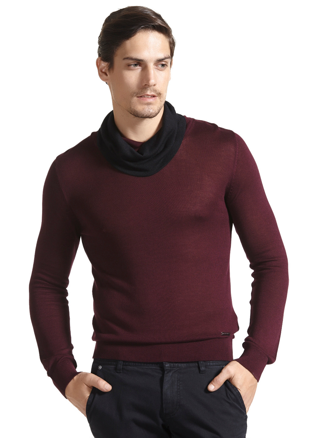 Buy Sisley Men Burgundy Slim Fit Sweater - Sweaters for Men 390813 | Myntra