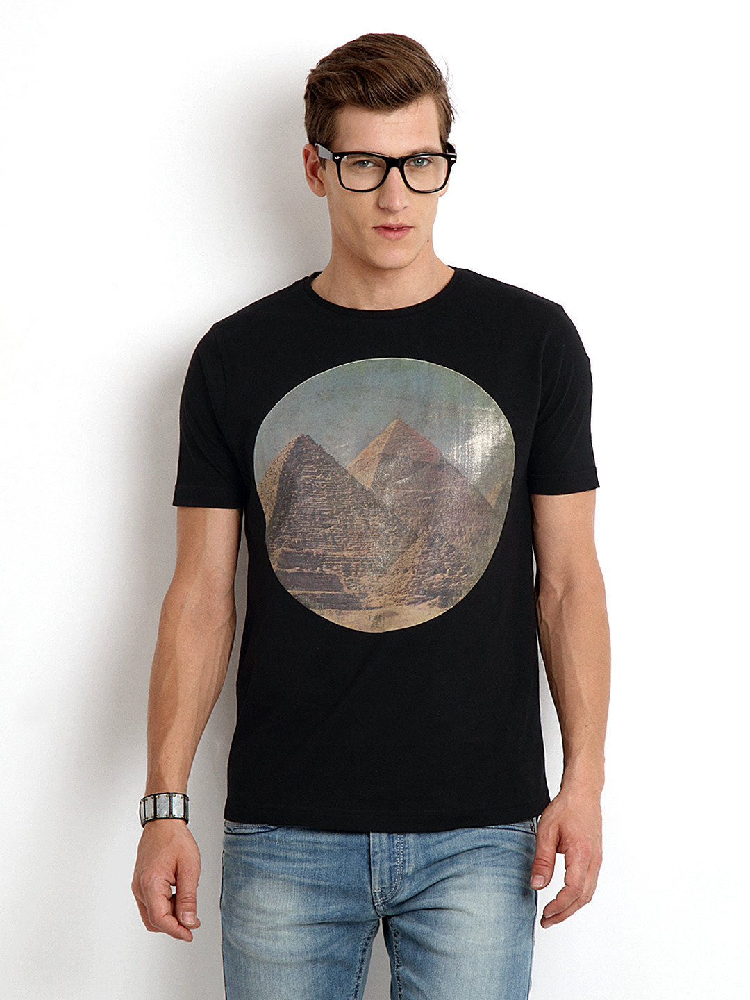 Buy Slub Men Black Printed Pure Cotton T Shirt - Tshirts for Men 272676 ...