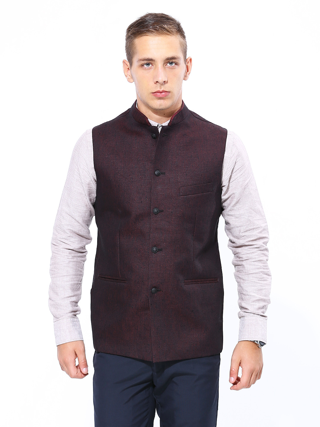 Buy Success Men Maroon Linen Nehru Jacket - Jackets for Men 396416 | Myntra