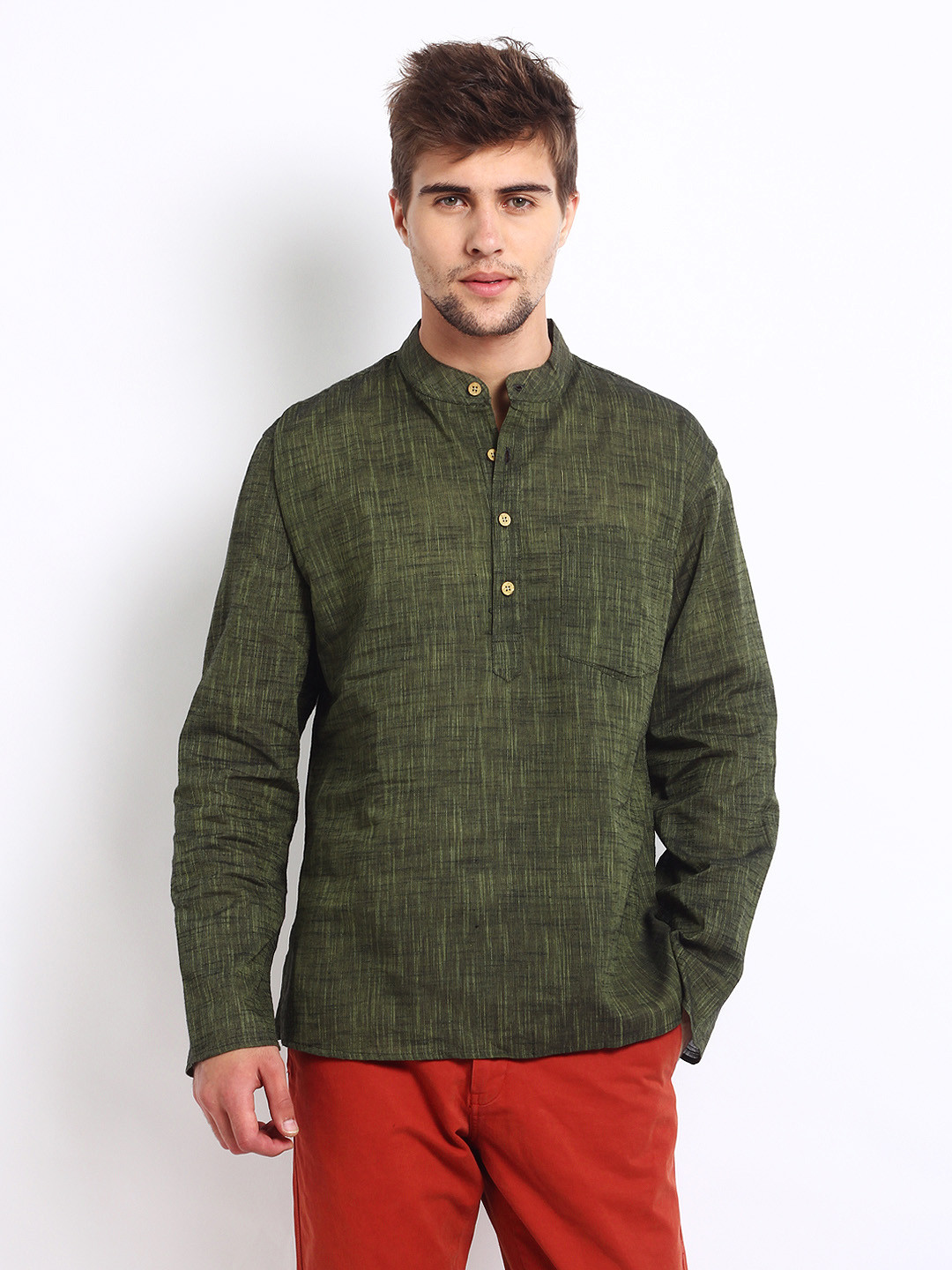 Buy Svanik Men Green Short Handloom Kurta - Kurtas for Men 151789 | Myntra
