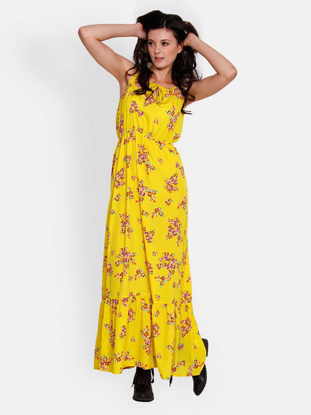 Buy The Gud Look Yellow Printed Maxi Dress - Dresses for Women 298703 ...