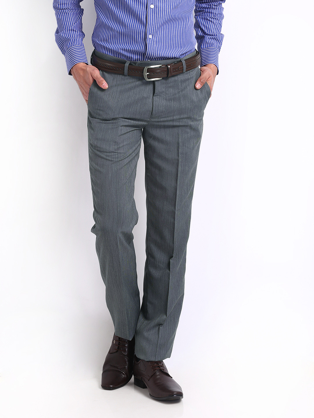 Buy Turtle Men Grey Slim Fit Formal Trousers - Trousers for Men 263164 ...