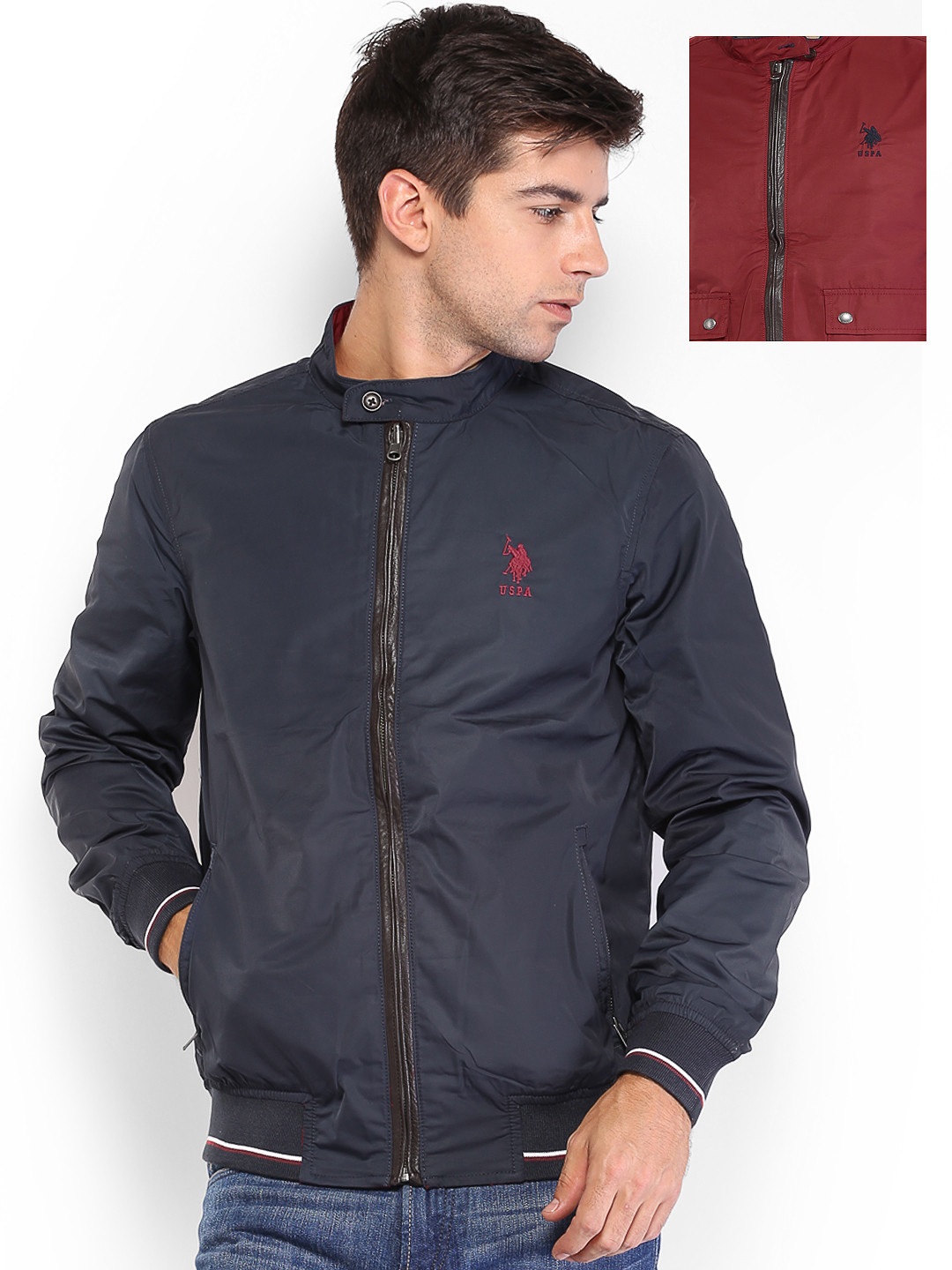 Buy U.S. Polo Assn. Men Navy & Red Reversible Jacket - Jackets for Men ...